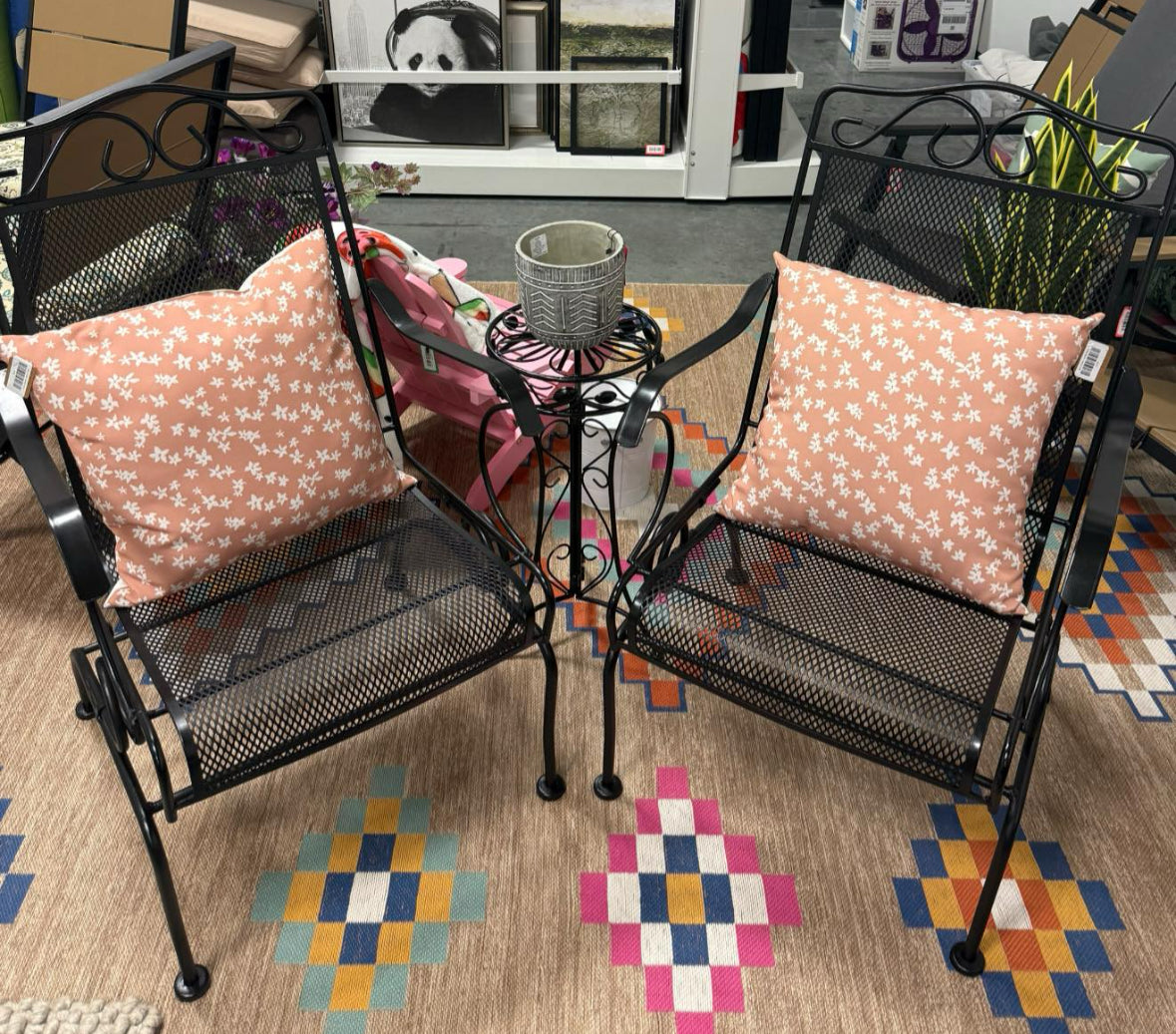 Wrought Iron Chair and Plant stand Set - McFair Furniture – Thrift & Flip